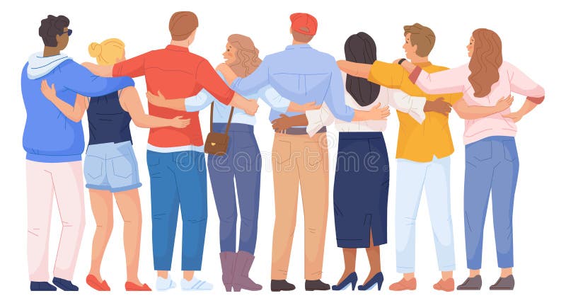 People Rear View. Man and Woman Persons Turned Back, Behind Standing ...