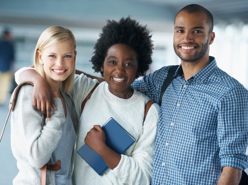 Friends and Study Partners. a Group of College Students Standing ...