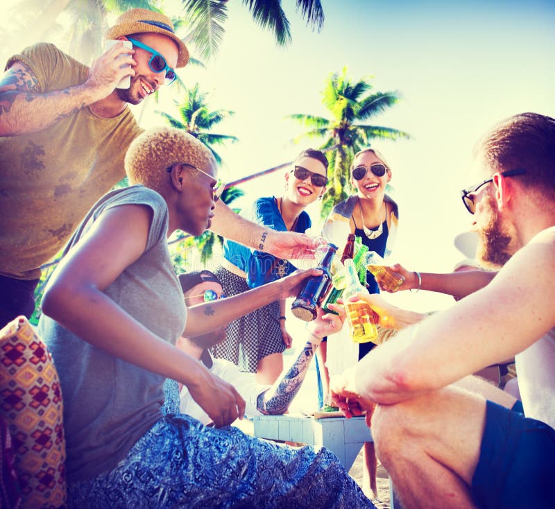 Friends Summer Beach Party Cheers Concept Stock Photo - Image of ...