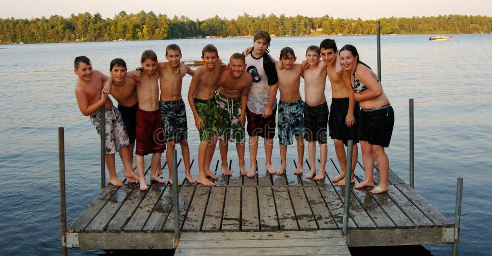 Friends at summer camp stock image. Image of dock, friend - 6358937