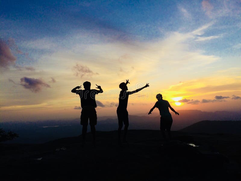 Friends sunshine mountain stock photo. Image of sunshine - 160428362