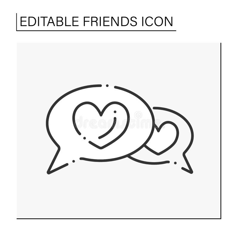 Friends support line icon stock vector. Illustration of positive ...