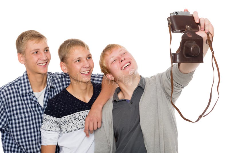Friends Take Self on an Old Camera Stock Image - Image of self, student ...