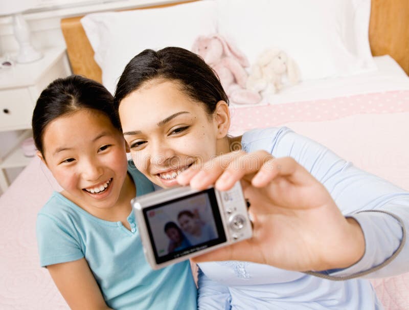 Friends Taking Self-portrait with Digital Camera Stock Image - Image of ...