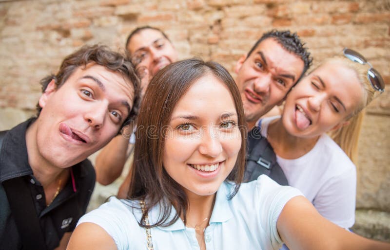 Friends taking a selfie stock image. Image of funny, casual - 44294409