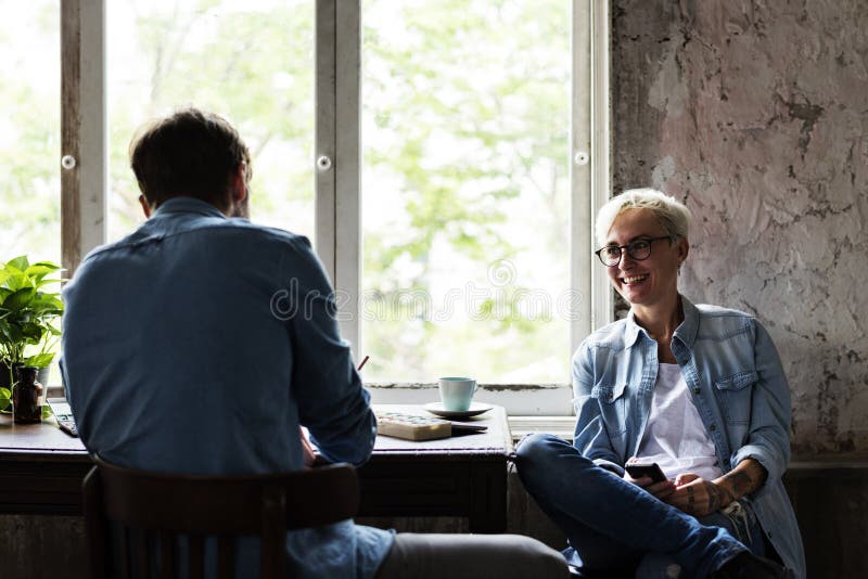 Friends Talking Together Leisure Break Time Stock Photo - Image of ...