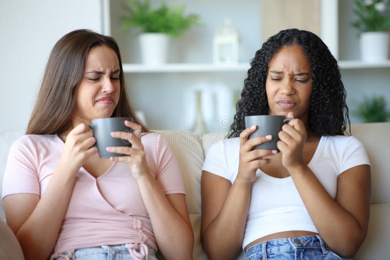 Friends Tasting Disgusting Coffee at Home Stock Photo - Image of ...