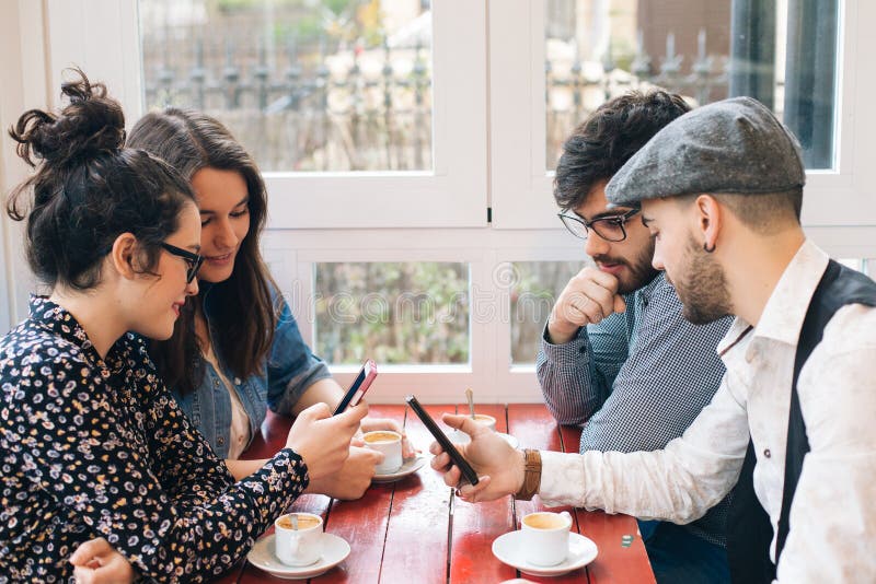 Friends and technology stock photo. Image of telephone - 67844810