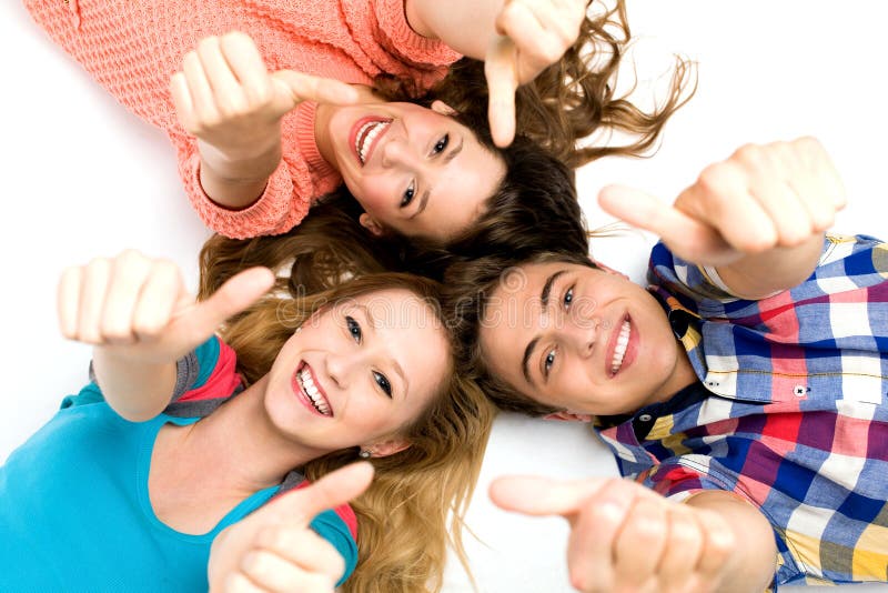 Friends with thumbs up stock photo. Image of group, laughing - 21380970