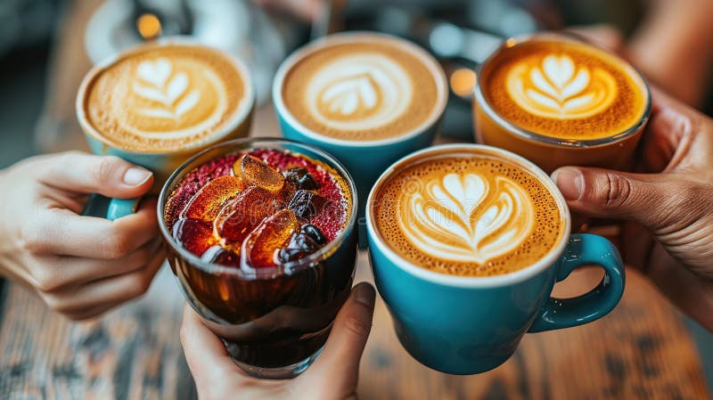 Friends Toasting Coffee and Drinks Stock Illustration - Illustration of ...