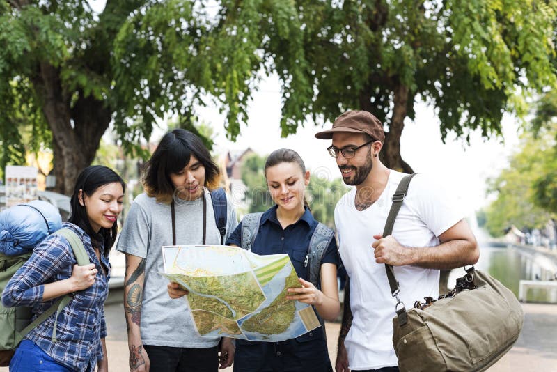 Friends Travel Backpacker Adventure Concept Stock Image - Image of ...