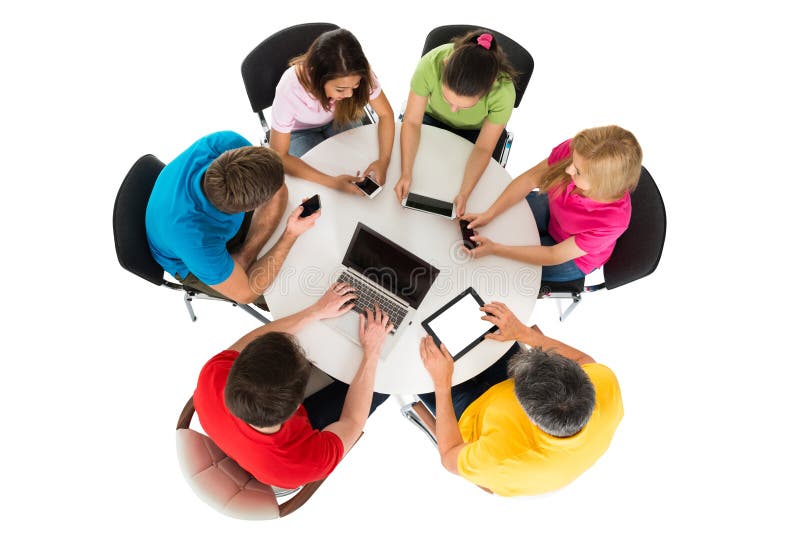 214 Friends Group Using Electronic Devices Stock Photos - Free ...