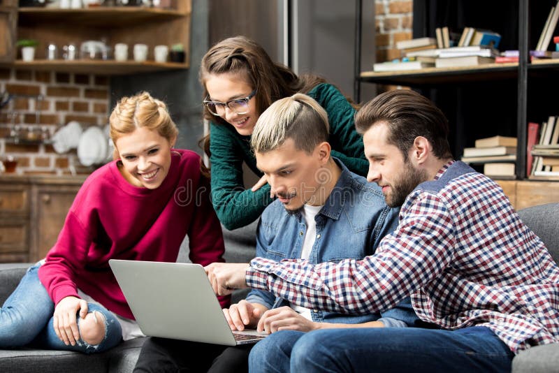Friends using laptop stock photo. Image of women, together - 89568896
