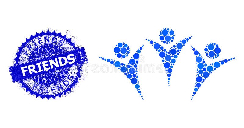 Vector Friends Mosaic of Dots and Rubber Friends Badge Stock Vector ...