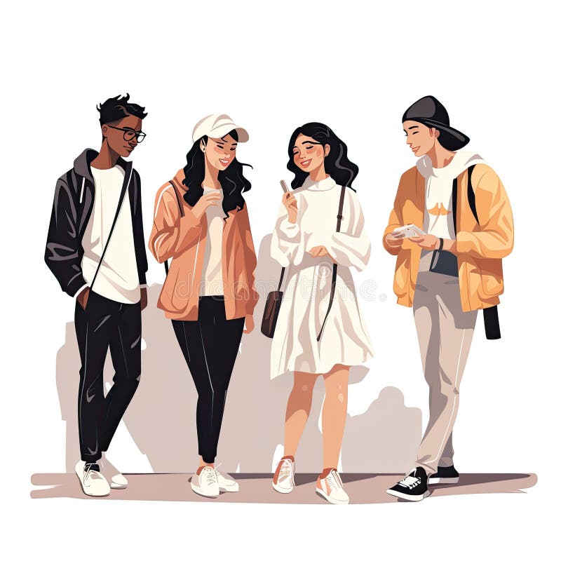 Friends Vector Illustration. Stock Illustration - Illustration of happy ...