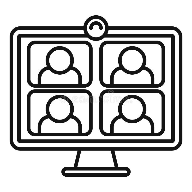 Friends Video Call Icon, Outline Style Stock Vector - Illustration of ...