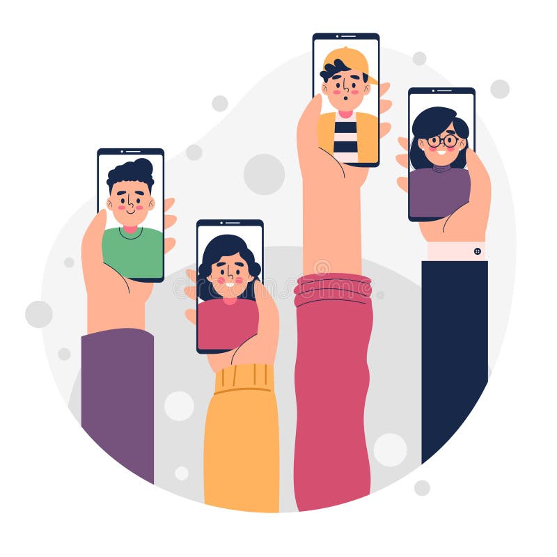 Two Friends Calling Each Other Stock Illustration - Illustration of ...