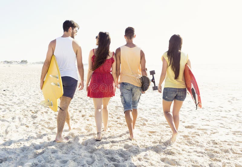 Friends Walking at the Beach Stock Image - Image of outdoor, happy ...