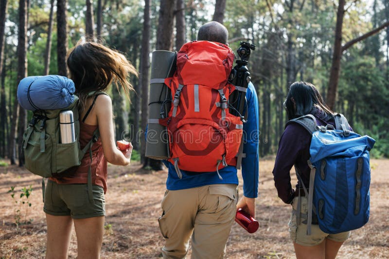 Friends Walking Exploring Outdoors Concept Stock Photo - Image of green ...