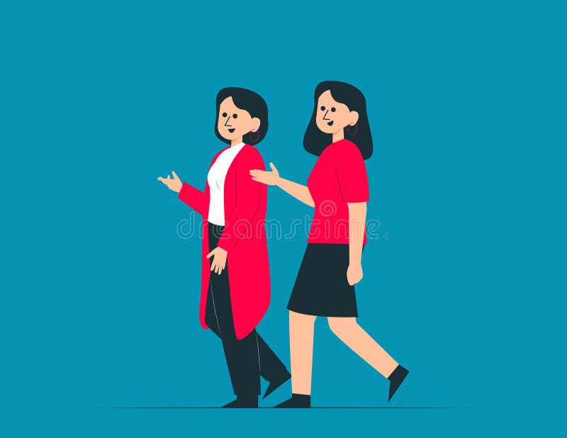 Friends Walking on Street Together. Happy Friends Vector Concept Stock ...