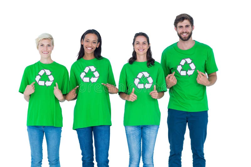 Friends Wearing Recycling Tshirts Stock Photo - Image of female ...