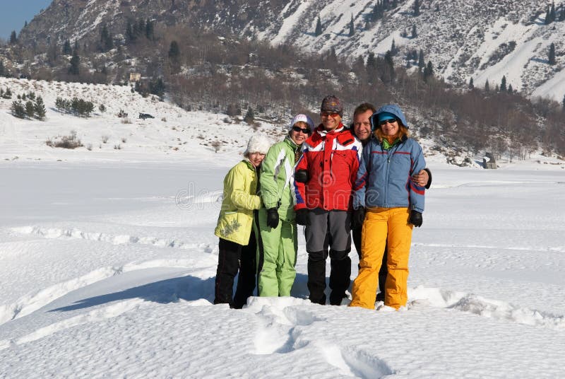 Friends in winter mountain stock image. Image of female - 7167653