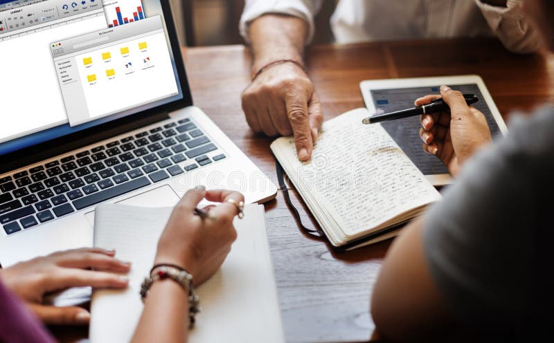 Friends Working Discussion Meeting Sharing Ideas Concept Stock Image ...