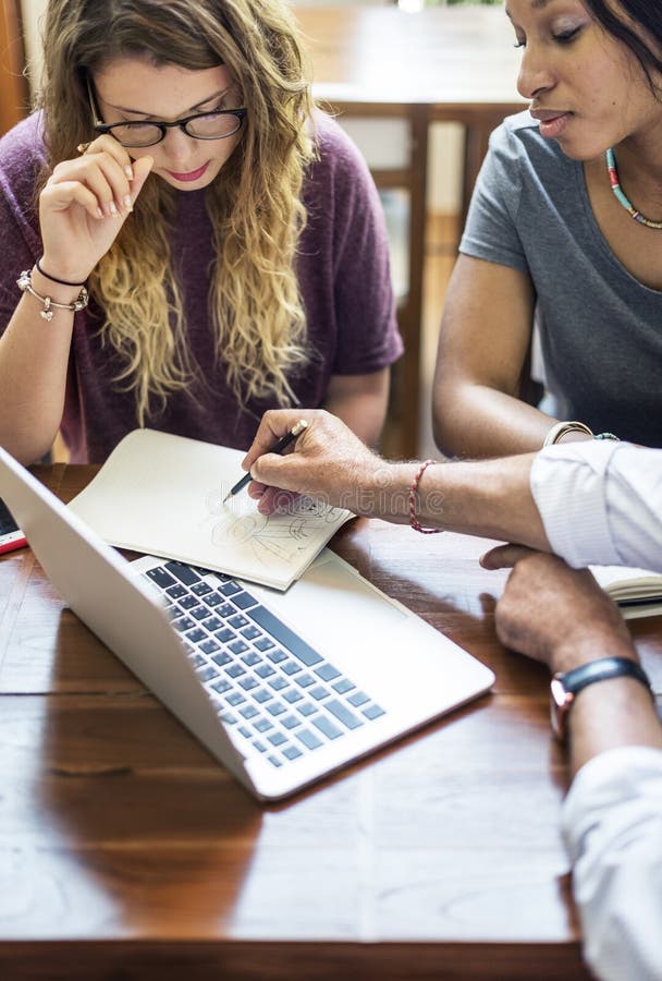 Friends Working Discussion Meeting Sharing Ideas Concept Stock Photo ...