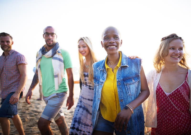 Friendship Bonding Relaxation Summer Beach Happiness Concept Stock ...