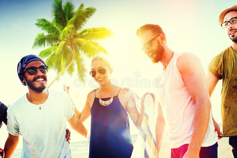 Friendship Bonding Relaxation Summer Beach Happiness Concept Stock ...