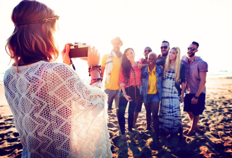 Friendship Bonding Relaxation Summer Beach Happiness Concept Stock ...