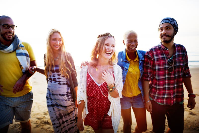 Friendship Bonding Relaxation Summer Beach Happiness Concept Stock ...