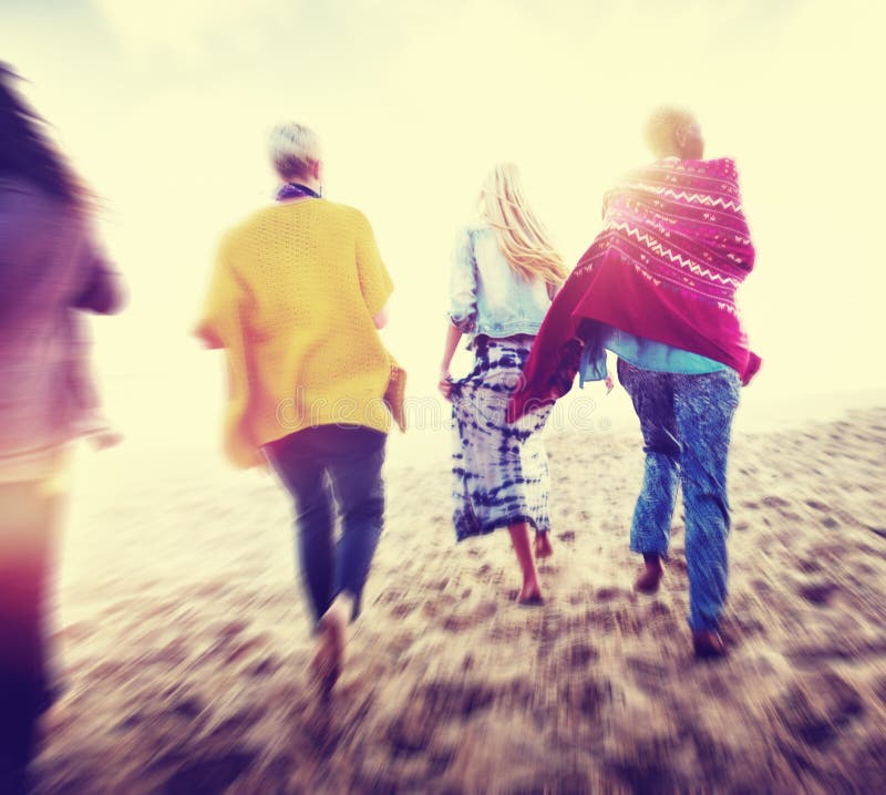 Friendship Bonding Relaxation Summer Beach Happiness Concept Stock ...