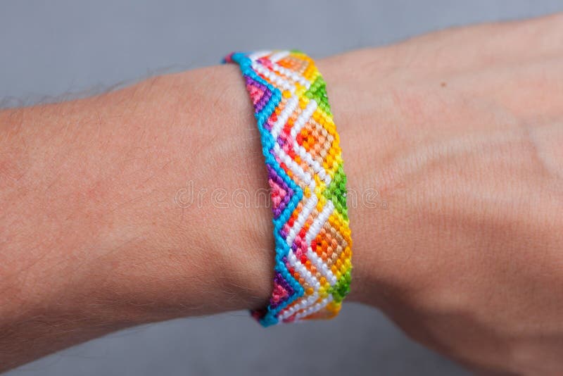 Friendship Bracelet with Beautiful Colourful Gradient Stock Photo ...