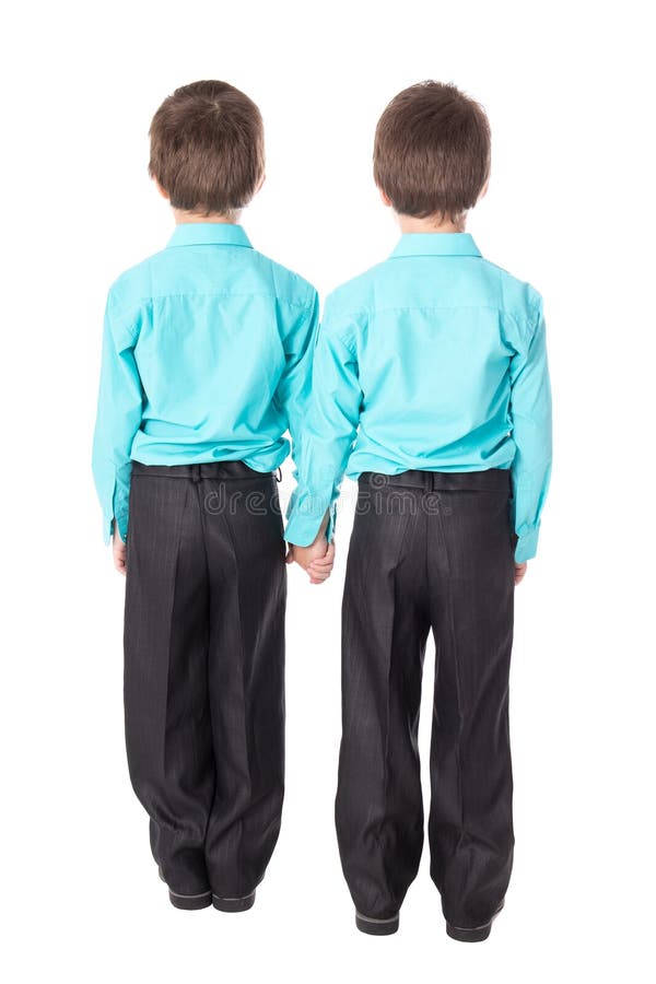 Two Little Boys Twins on White Stock Image - Image of beautiful ...