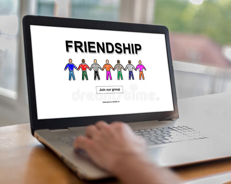 Friendship Concept on a Laptop Stock Photo - Image of team, hand: 84339486