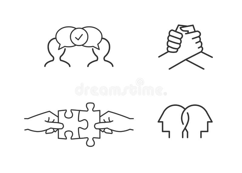 Friendship, Connection, Support Icons Stock Vector - Illustration of ...