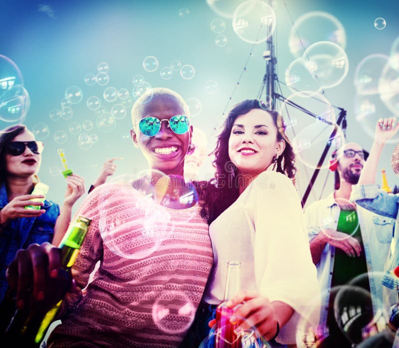 Friendship Dancing Bonding Beach Happiness Joyful Concept Stock Photo ...