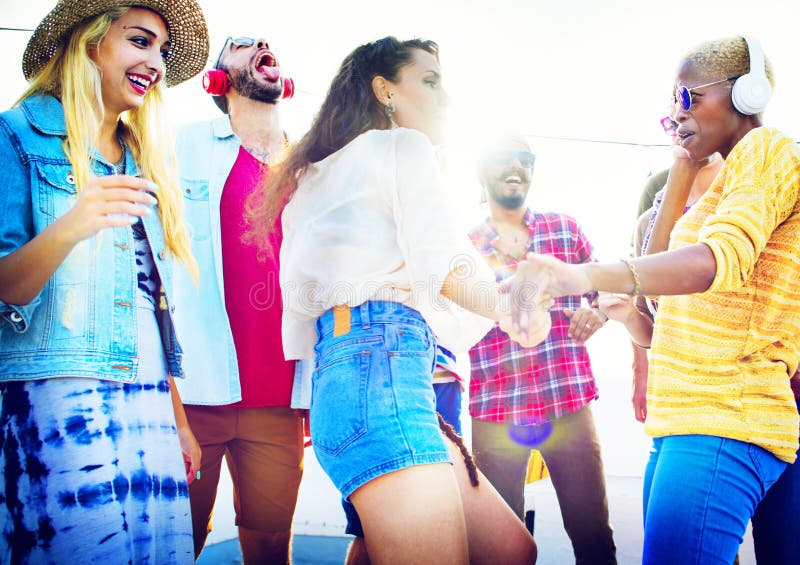 Friendship Dancing Bonding Beach Happiness Joyful Concept Stock Image ...