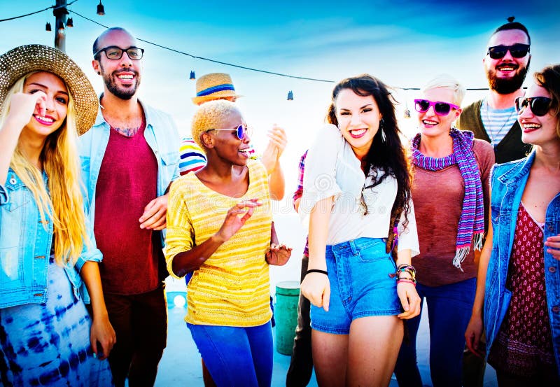 Friendship Dancing Bonding Beach Happiness Joyful Concept Stock Image ...