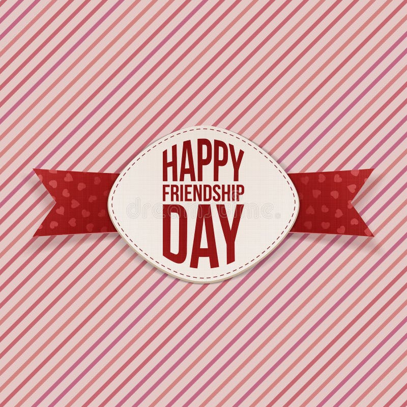Friendship Day Festive Emblem and Red Ribbon Stock Vector ...