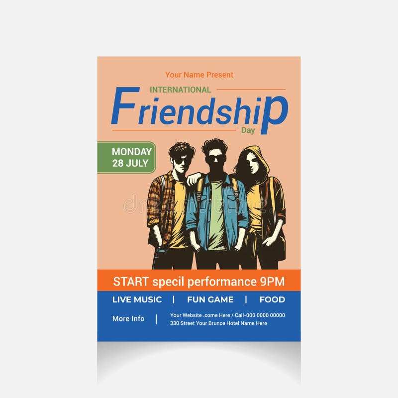 Friendship Day Flyer Template Layout Stock Vector - Illustration of ...