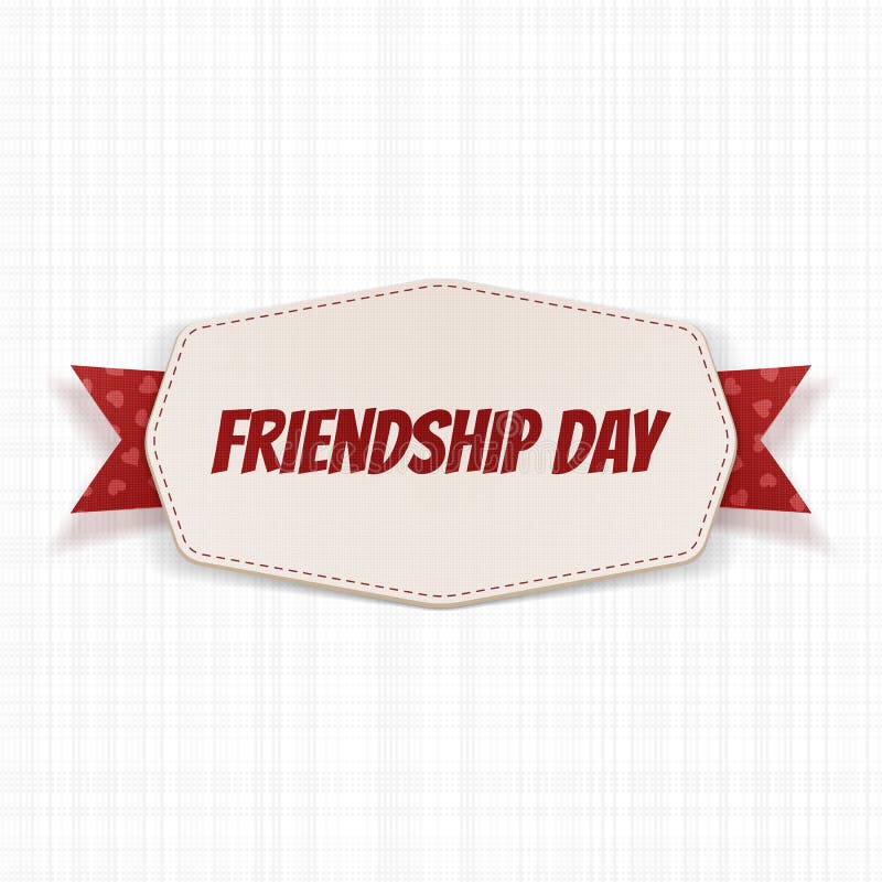 Friendship Day Greeting Label with Ribbon Stock Vector - Illustration ...