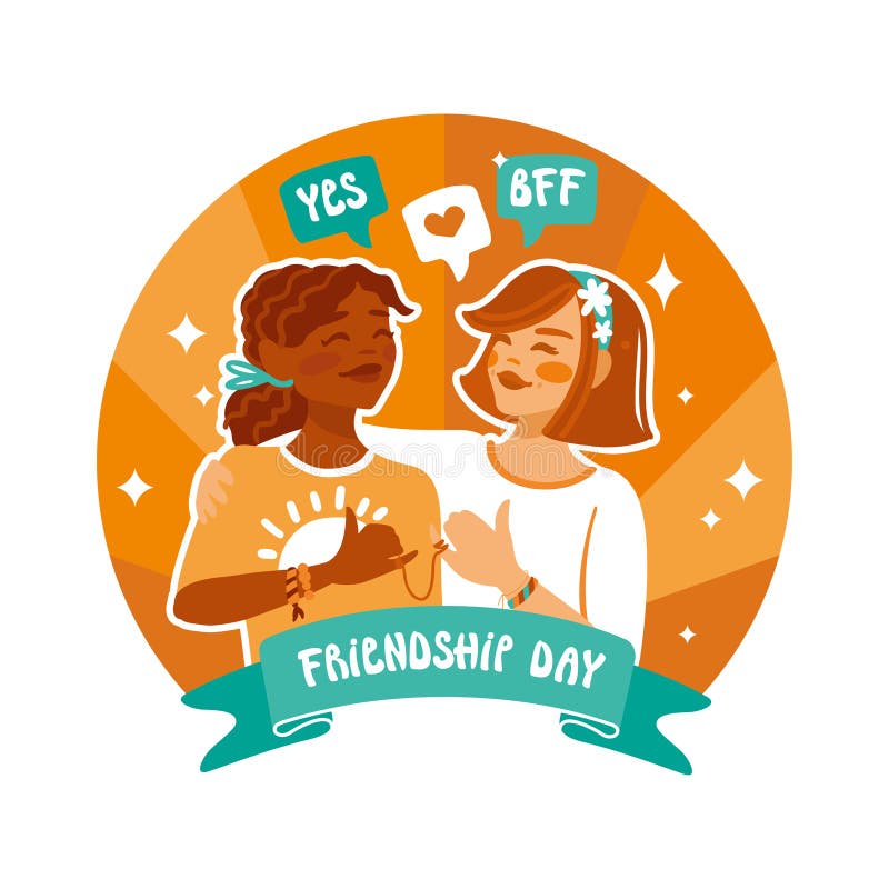 Friendship Day. Two Girlfriends Rejoice in Their Friendship Stock ...