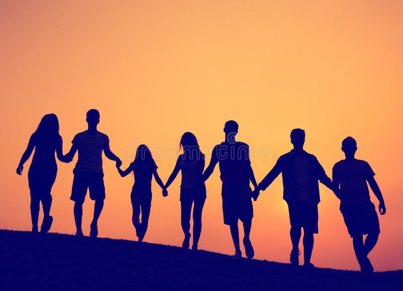 Silhouette, Friendship And Unity Stock Image - Image of relationship ...