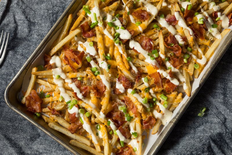 Fries Bacon Cheddar Ranch Caseras Imagen de archivo - Imagen de cheddar ...