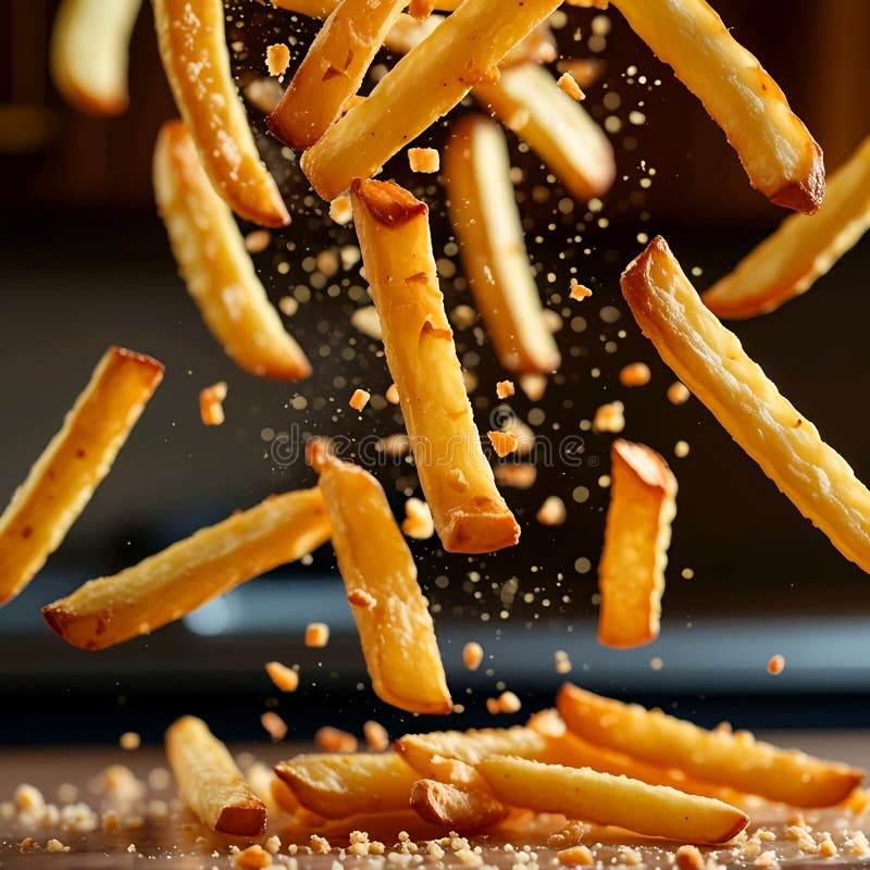 Fries in Flight: a Crispy Delight Stock Image - Image of crispy ...