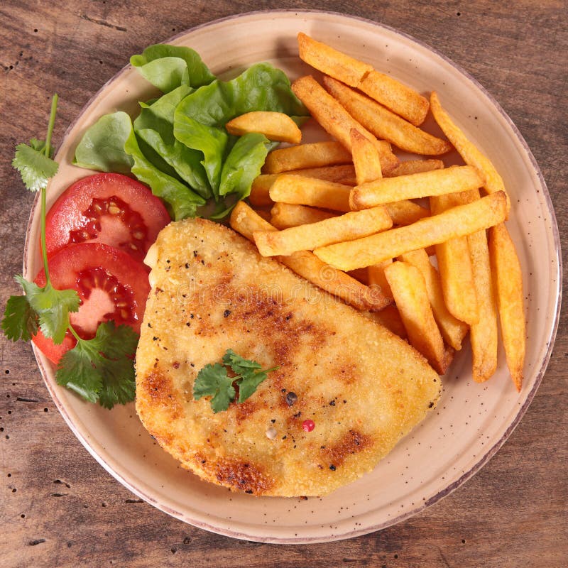 Gepaneerde vlees of vissen stock foto. Image of geïsoleerd - 23146544