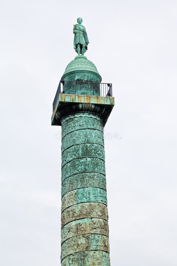 Statue of Napoleon at Top of Vendome Column, Paris Stock Photo - Image ...