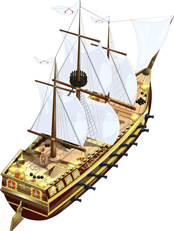 Frigate stock vector. Illustration of nautical, sails - 38556177